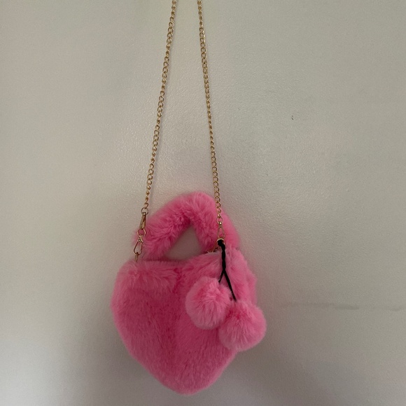 Bags | Fuzzy Heart Shaped Purse | Poshmark